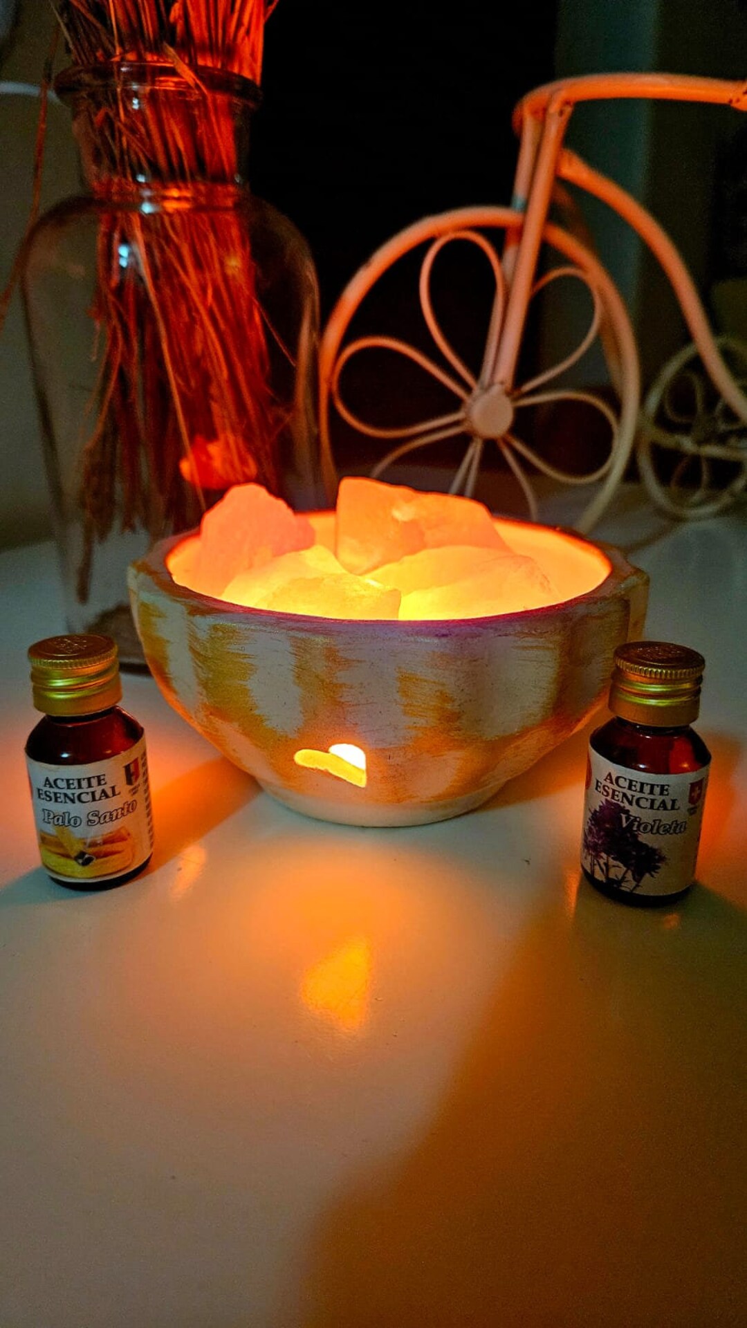 Himalayan Salt Lamp Faceted With Hearts 2 Gift Aroma Oils - Etsy