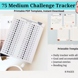 75 Medium Challenge Tracker Printable Bundle Instant Downloadable PDF ...