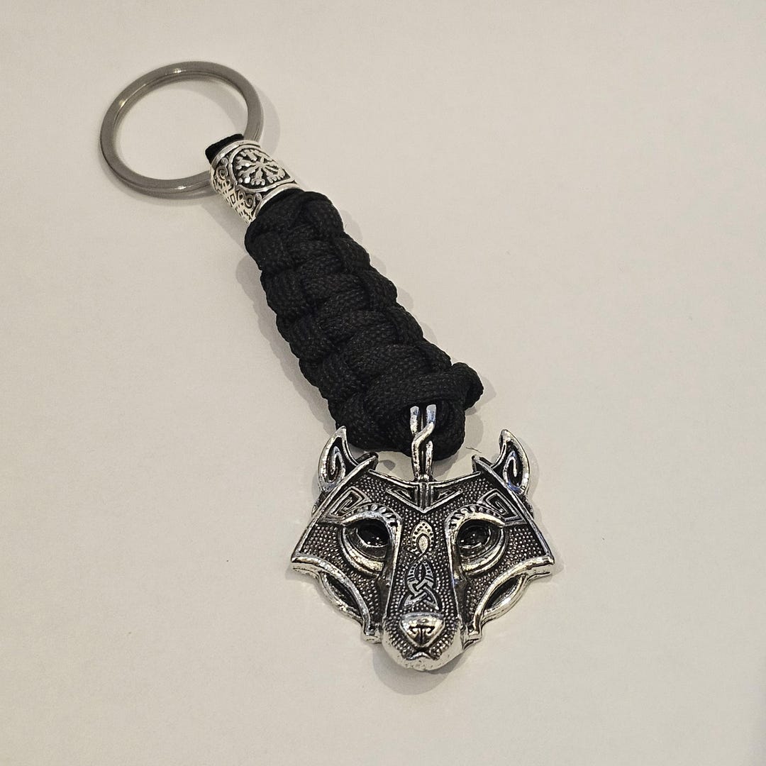 Norse Mythology Keyring Wolf Pagan Paracprd Keychain Odin Loki Rune ...