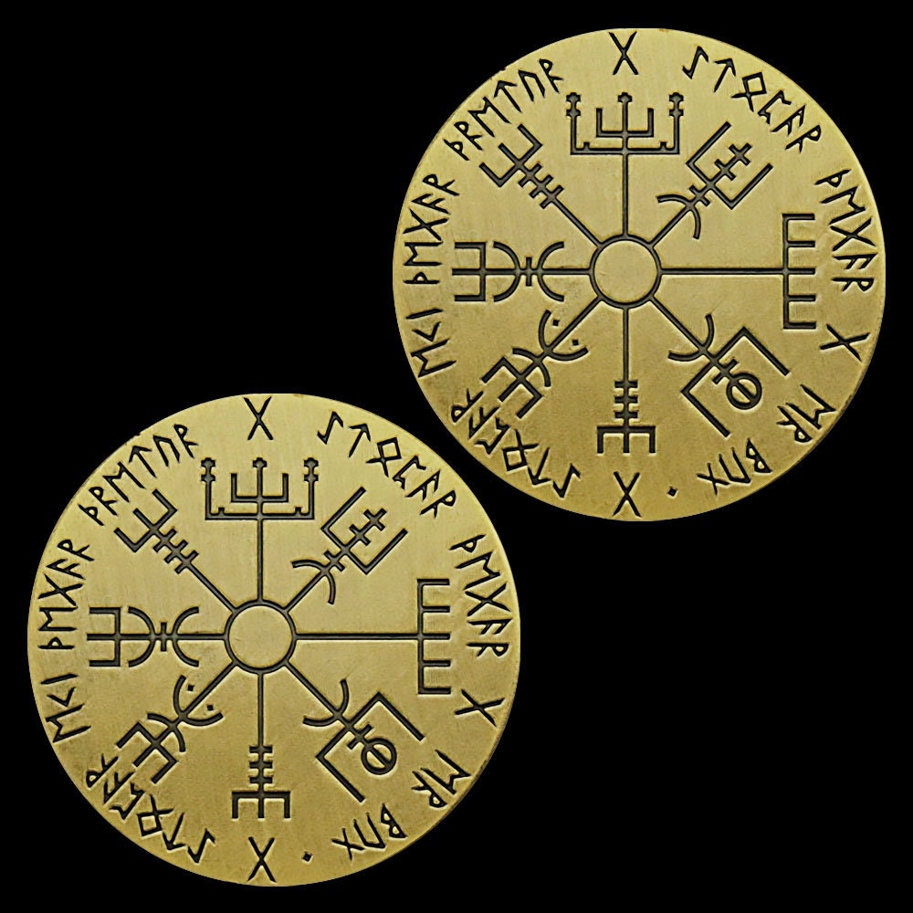 Norse Mythology Vegvisir Viking Compass Rune Pagan Lucky Coin ...