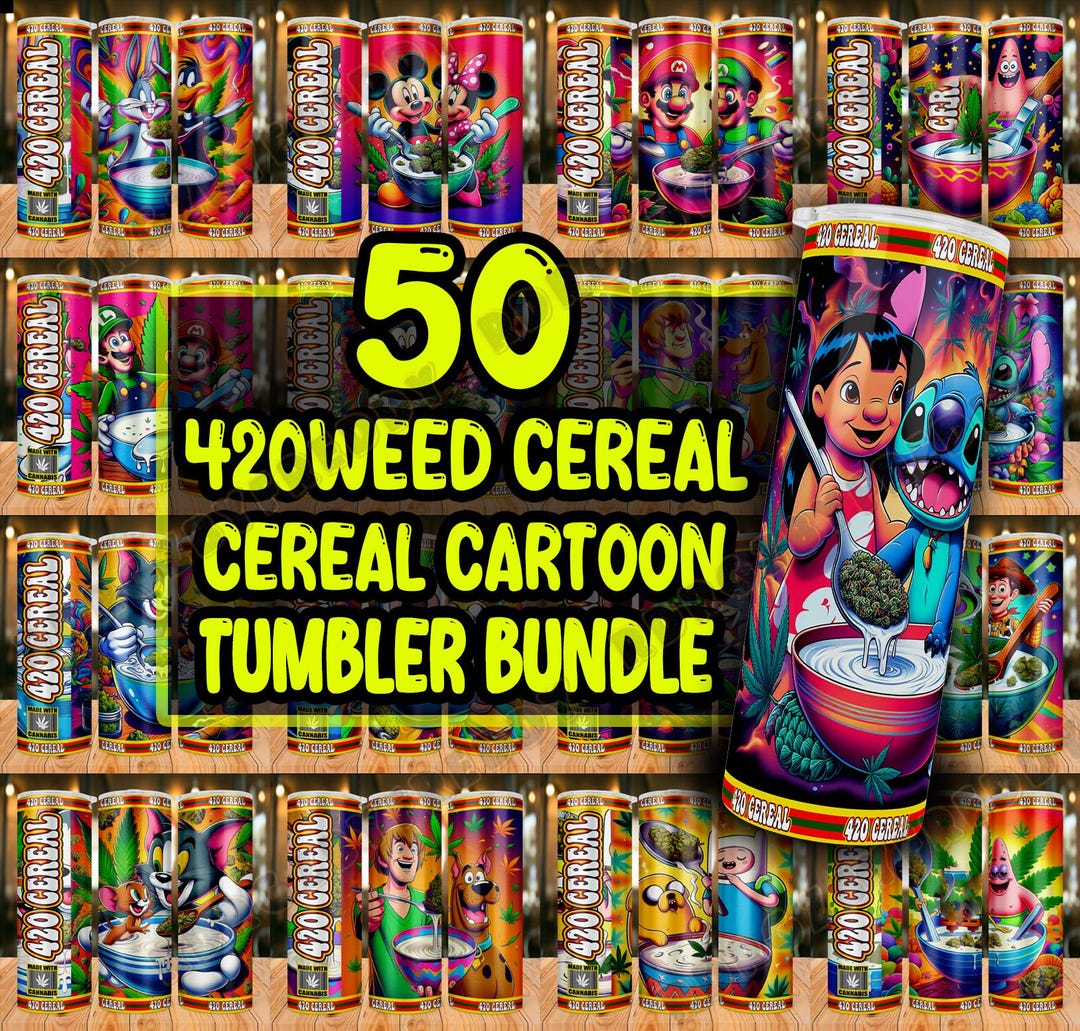 Weed Cereal Cartoon Tumbler Wraps | 420 PNG Bundle (digital Download ...