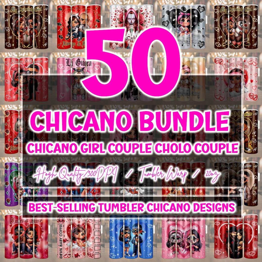 Chicano Girl Couple Cholo Couple 20oz Tumbler Wrap Bundle, Chola Couple ...