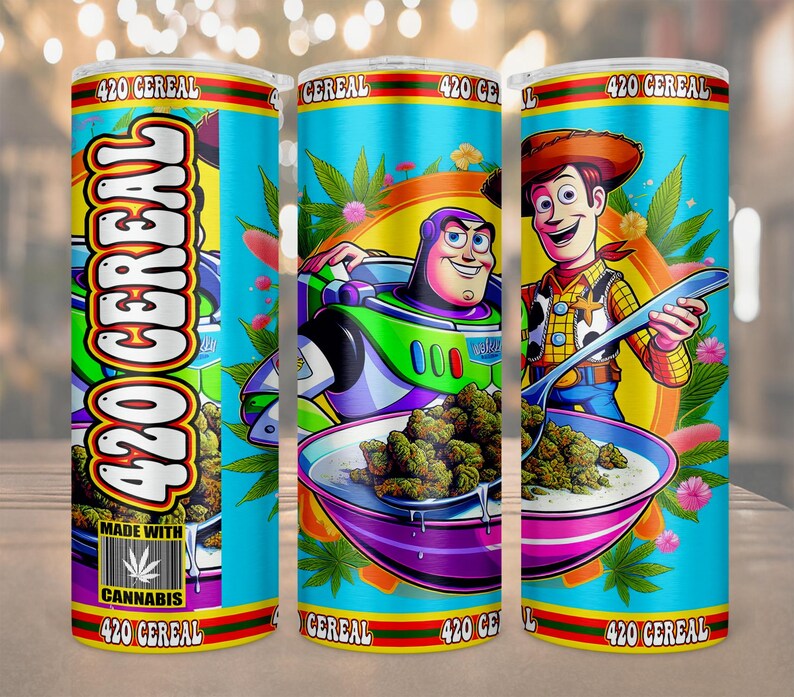 420 Weed Cereal Cartoon 20oz Tumbler Wrap (PNG, Digital Download) - Etsy
