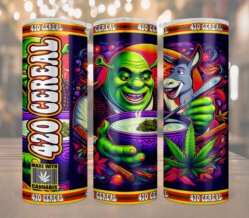 420 Weed Cereal Cartoon 20oz Tumbler Wrap (PNG, Digital Download) - Etsy