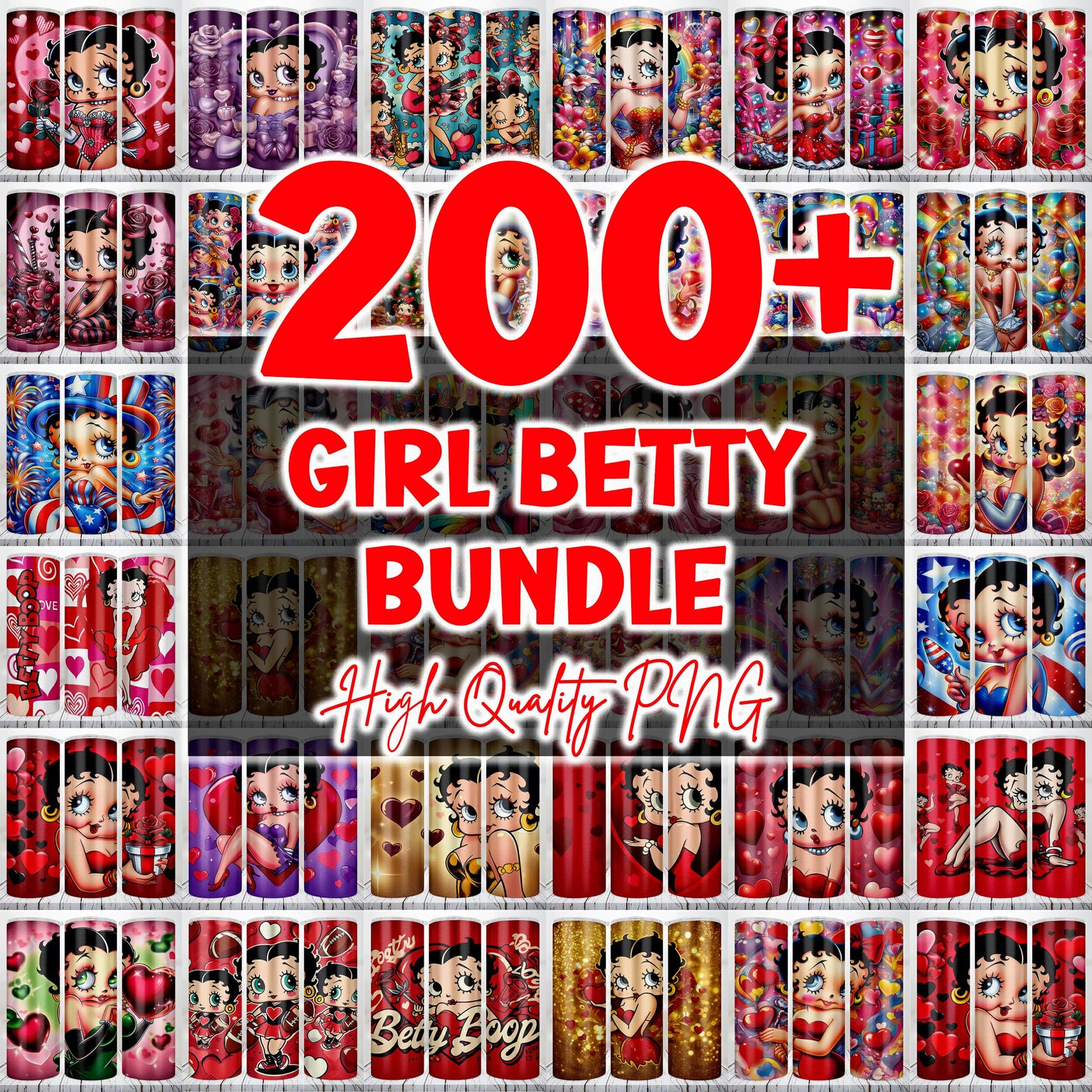 200+ Designs Betty Girl, 20 Oz Tumbler PNG Bundle, Cartoon Character ...