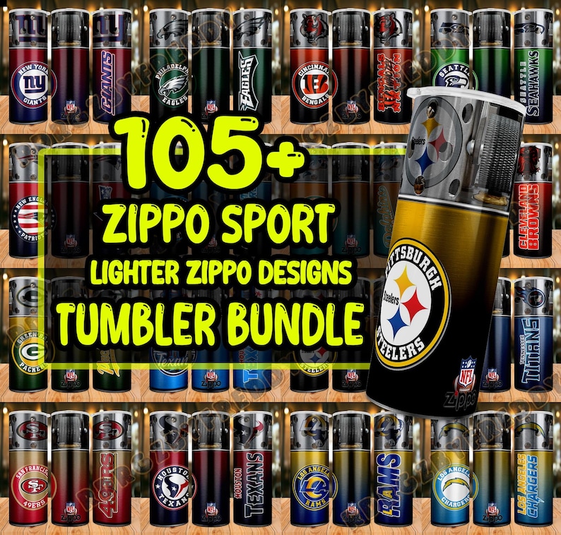 Zippo Lighter Football Team Tumbler Wrap Bundle PNG ,bundle Tumbler Png ...