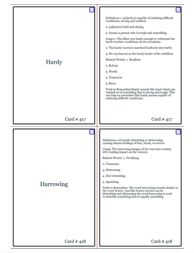 SAT Vocabulary Building Flashcards (906 Cards) - Etsy