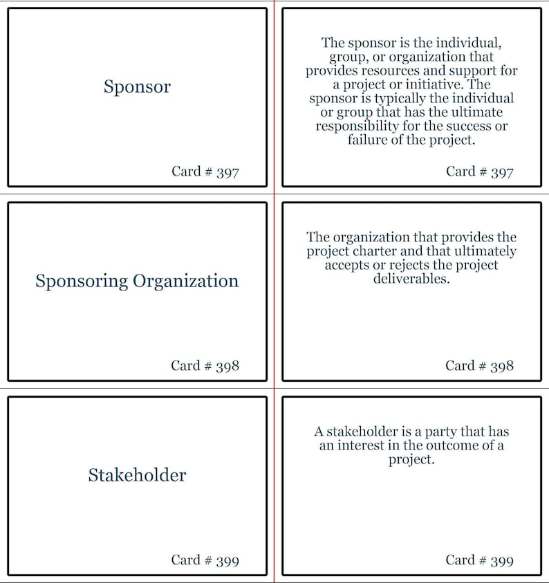 PMP Certification Flashcards (450 Cards) - Etsy