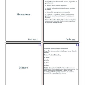 SAT Vocabulary Building Flashcards 906 Cards - Etsy