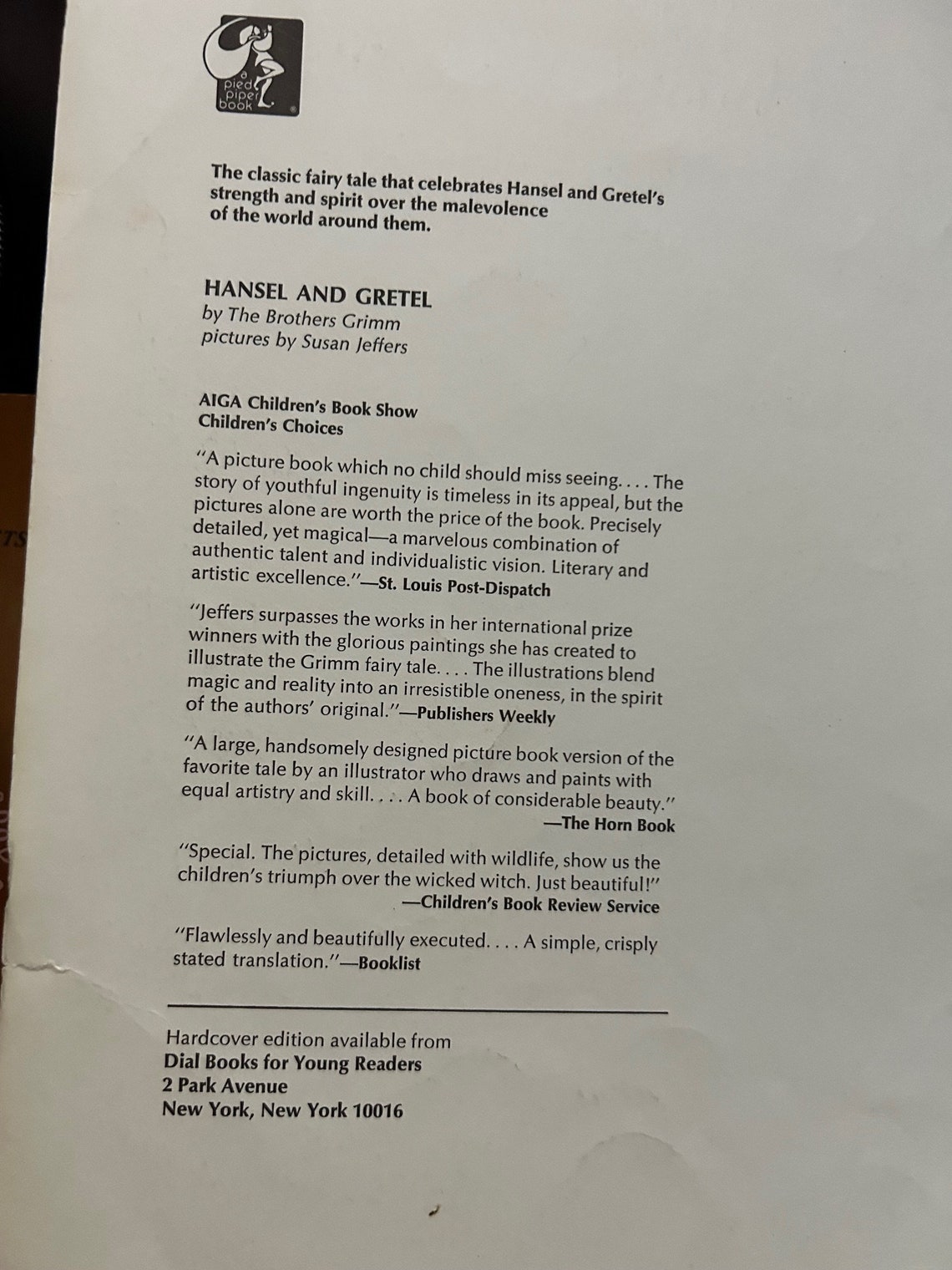 Hansel and Gretel, Illustrated by Susan Jeffers: Paperback 1980 - Etsy