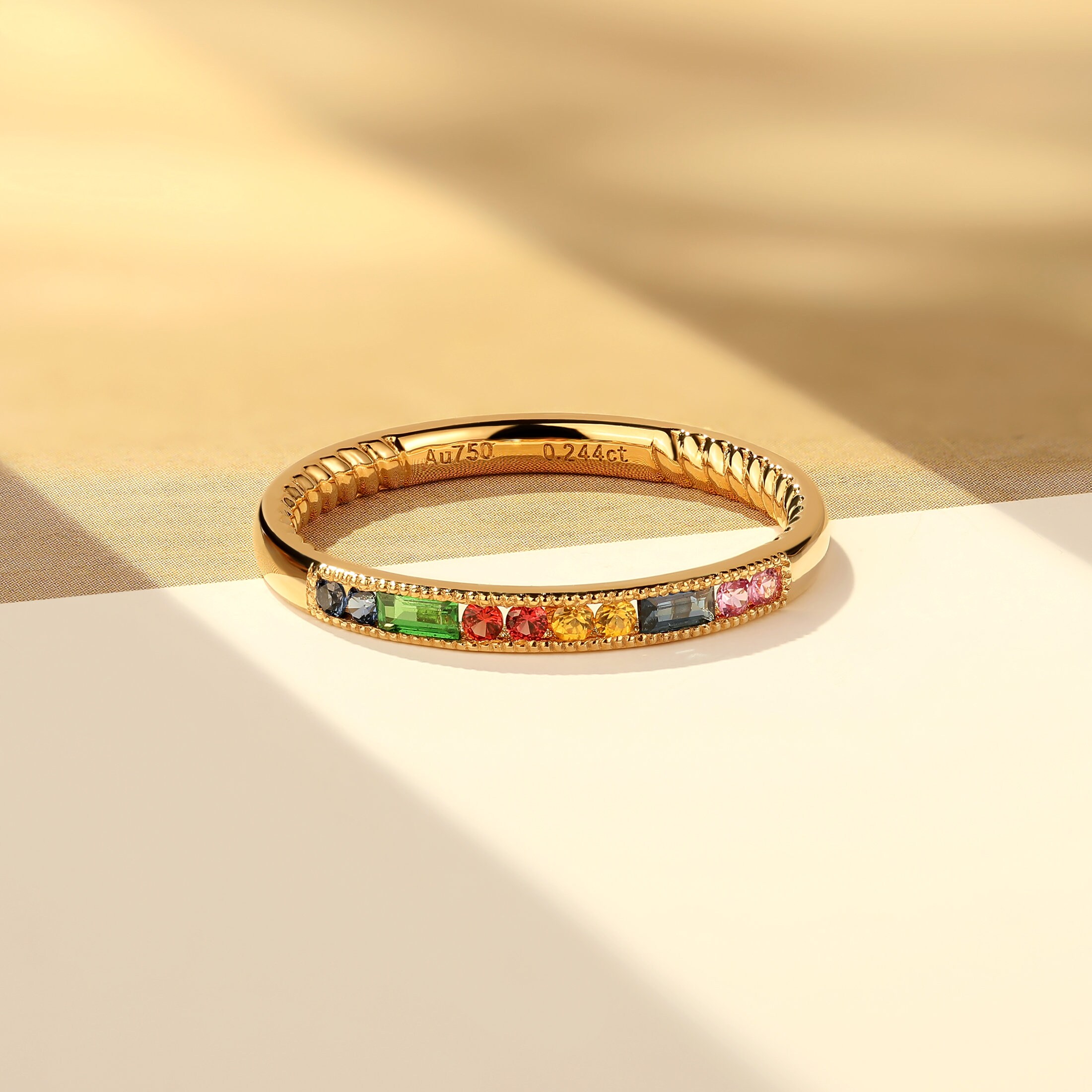 Rainbow Sapphire Eternity Ring, Multi-color Sapphire Ring ,14k Solid ...