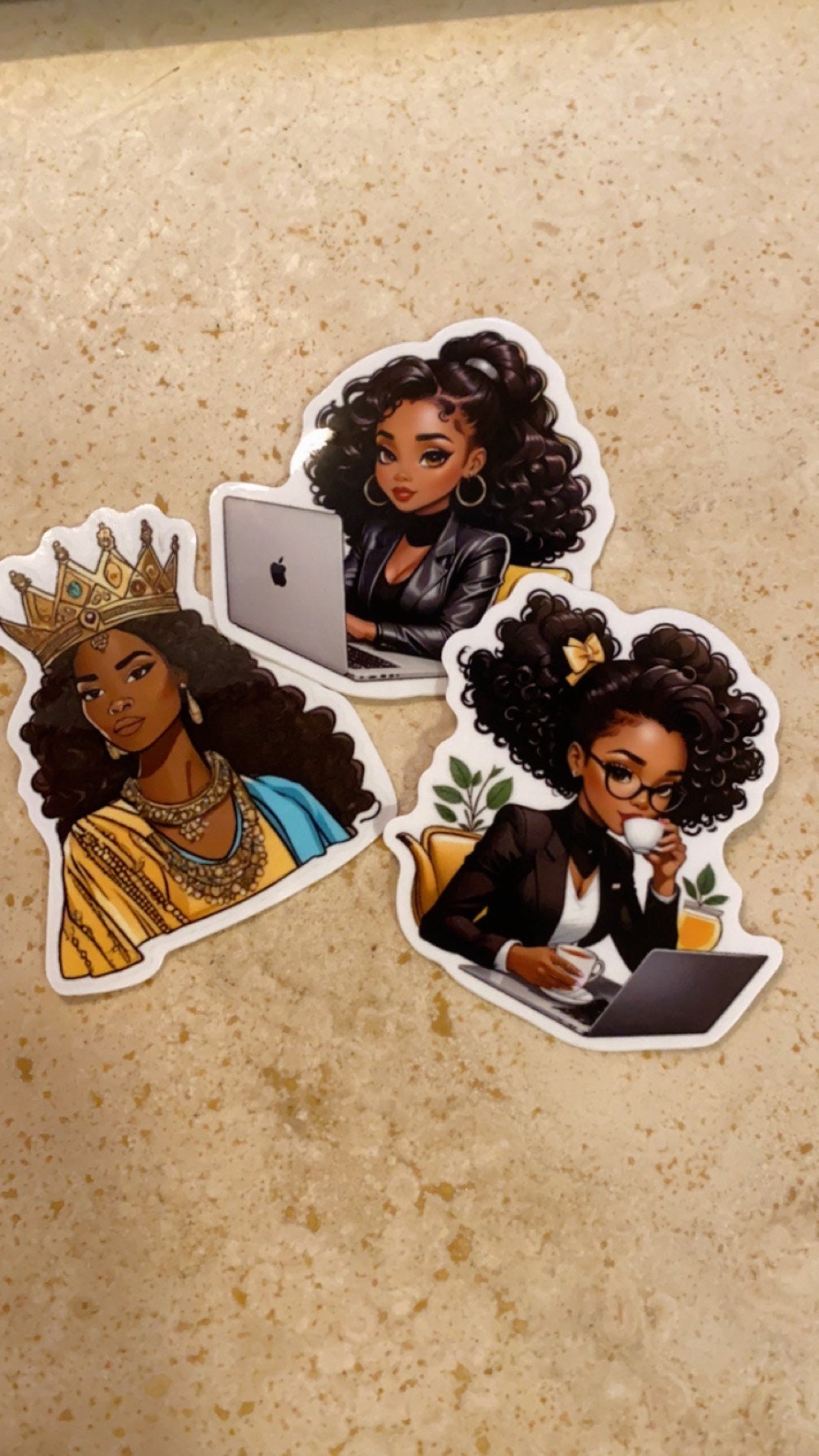 Printable Girl Boss Double Caffeinated Premium Sticker Black Woman ...