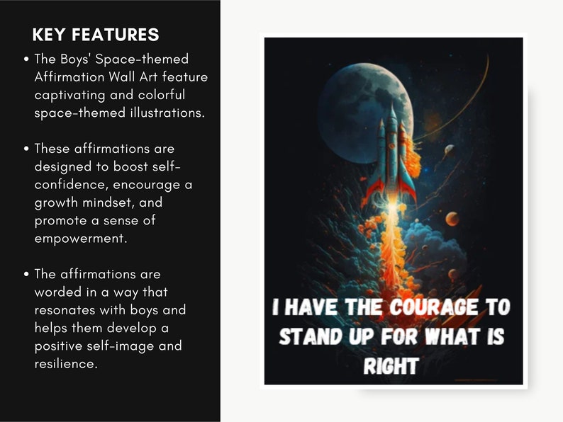 Space Printable Boy's Affirmation Cards for Him Positive Affirmations ...