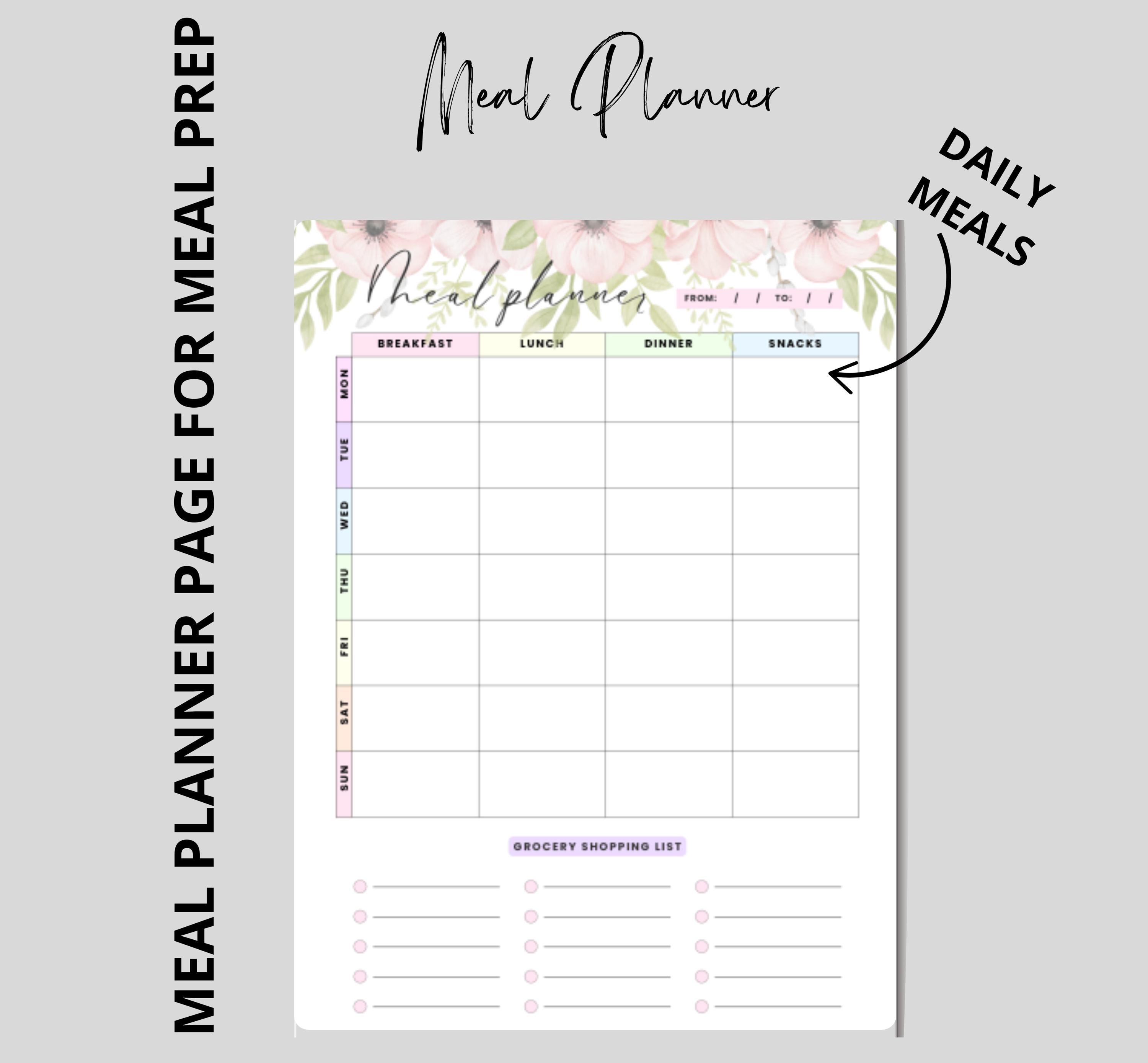 Weekly Meal Planner Printable Template Ediable Meal Planning PDF for Healthy Living and ...