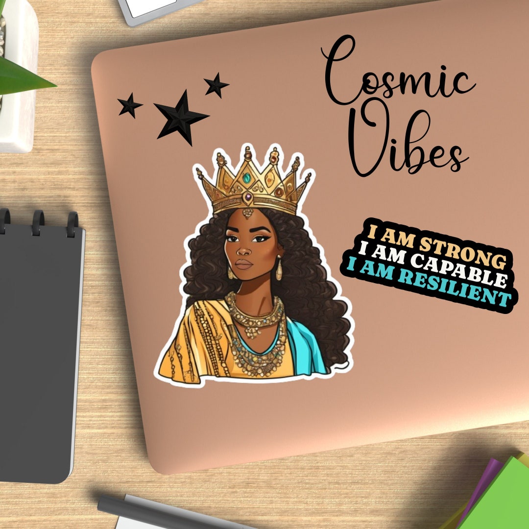 Nubian Queen Sticker for Laptop Decal Royal Black Woman Queen Design ...