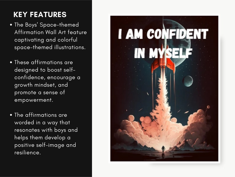 Space Printable Boy's Affirmation Cards for Him Positive Affirmations ...