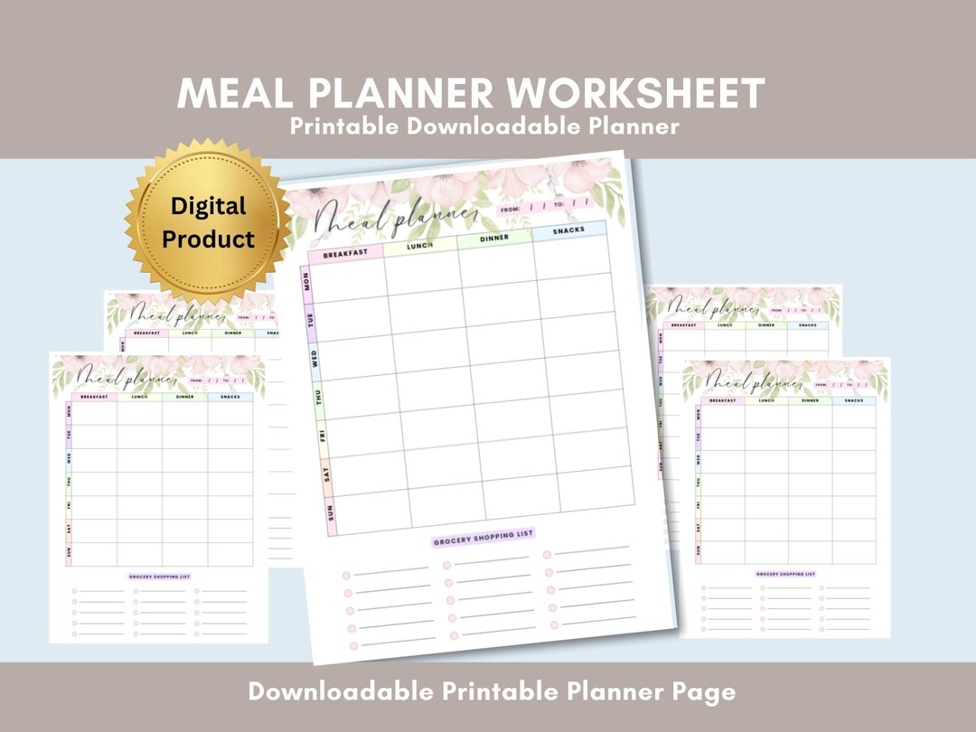 Weekly Meal Planner Printable Template Ediable Meal Planning PDF for ...