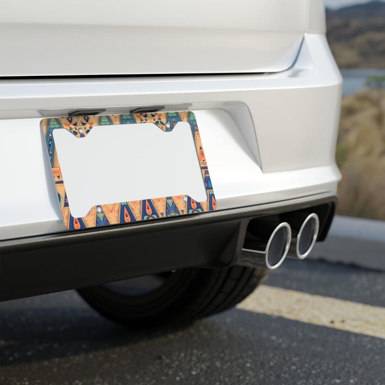 Egyptian Hieroglyph Metal License Plate Frame | Tribal Geometric ...