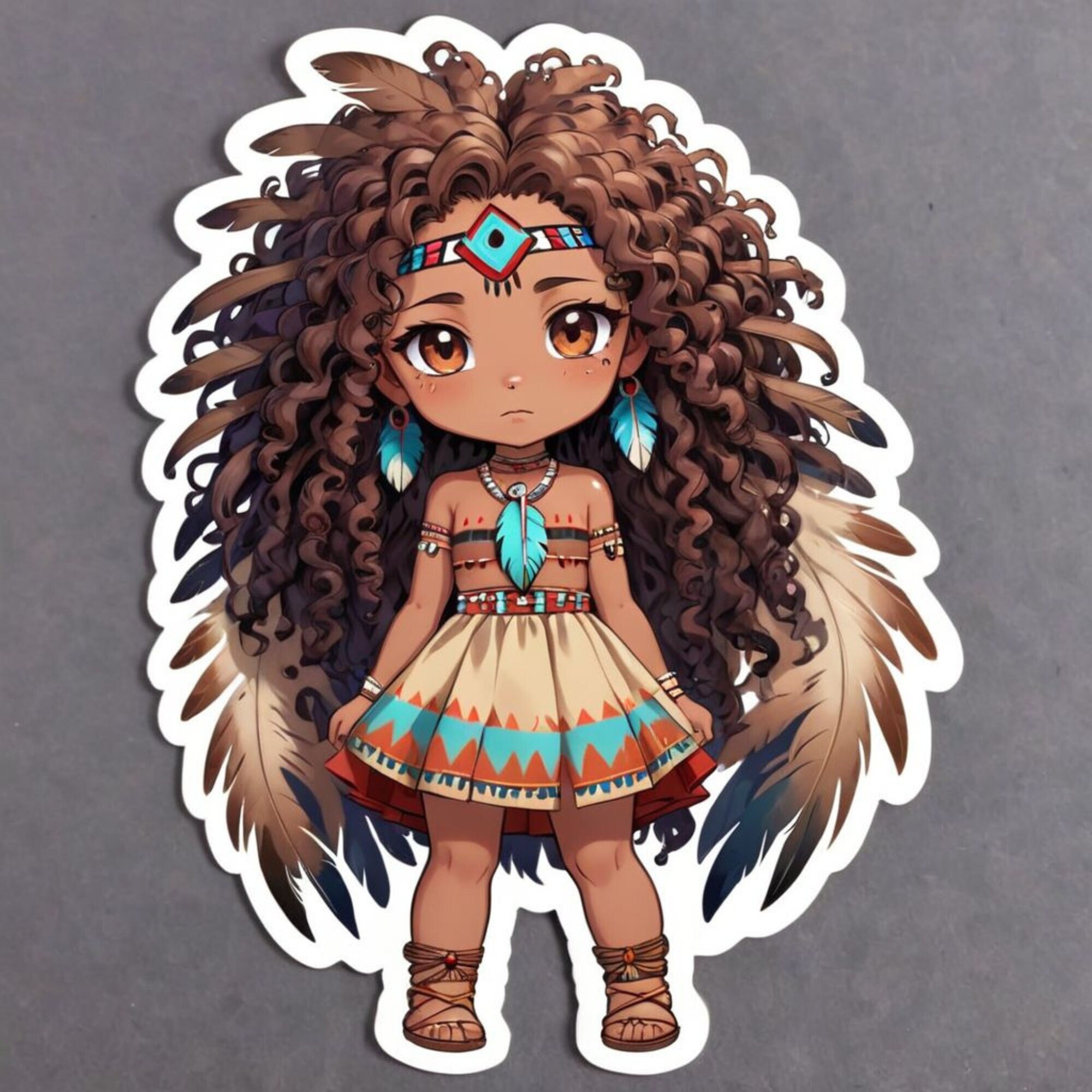Printable Native American Princess Cartoon Sticker - Etsy