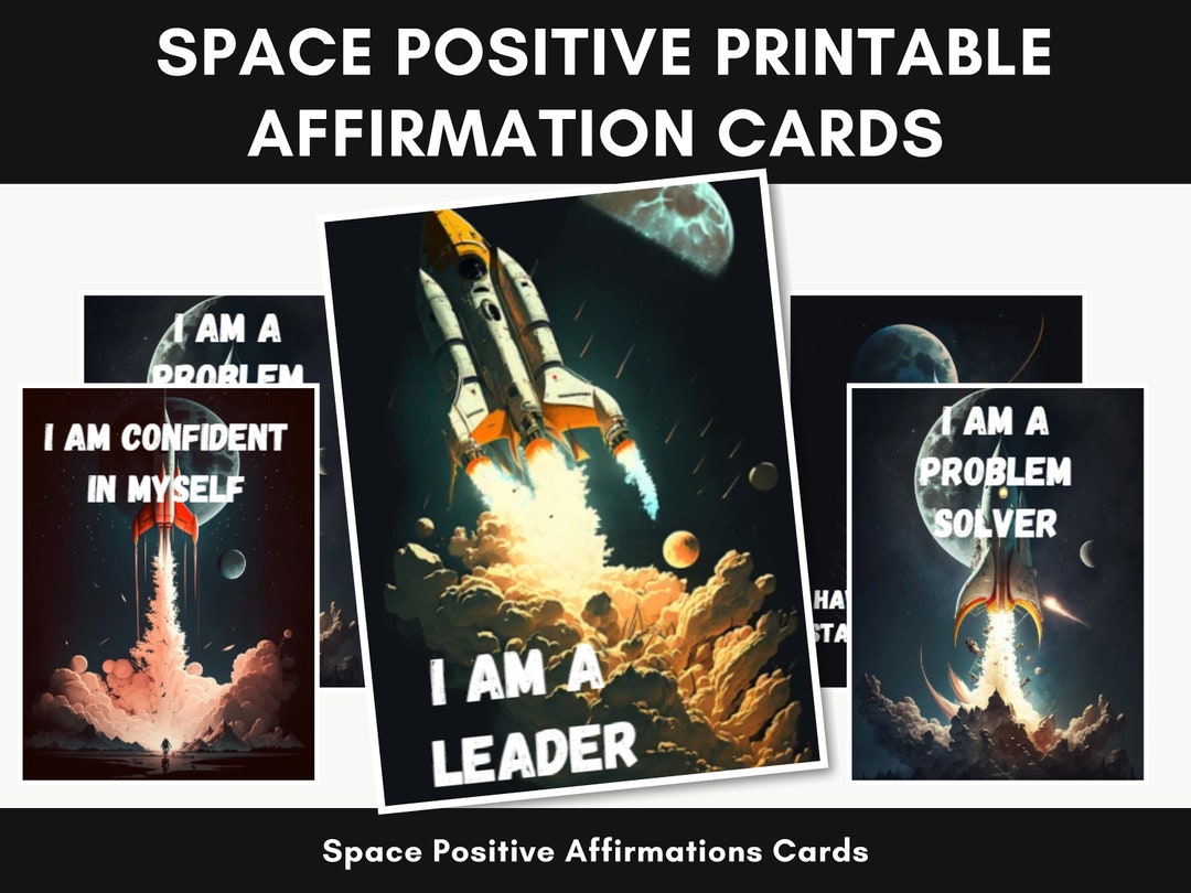 Space Printable Boy's Affirmation Cards for Him Positive Affirmations ...