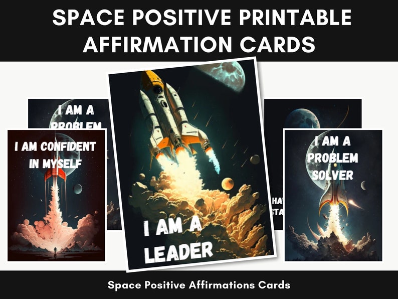 Space Printable Boy's Affirmation Cards for Him Positive Affirmations ...