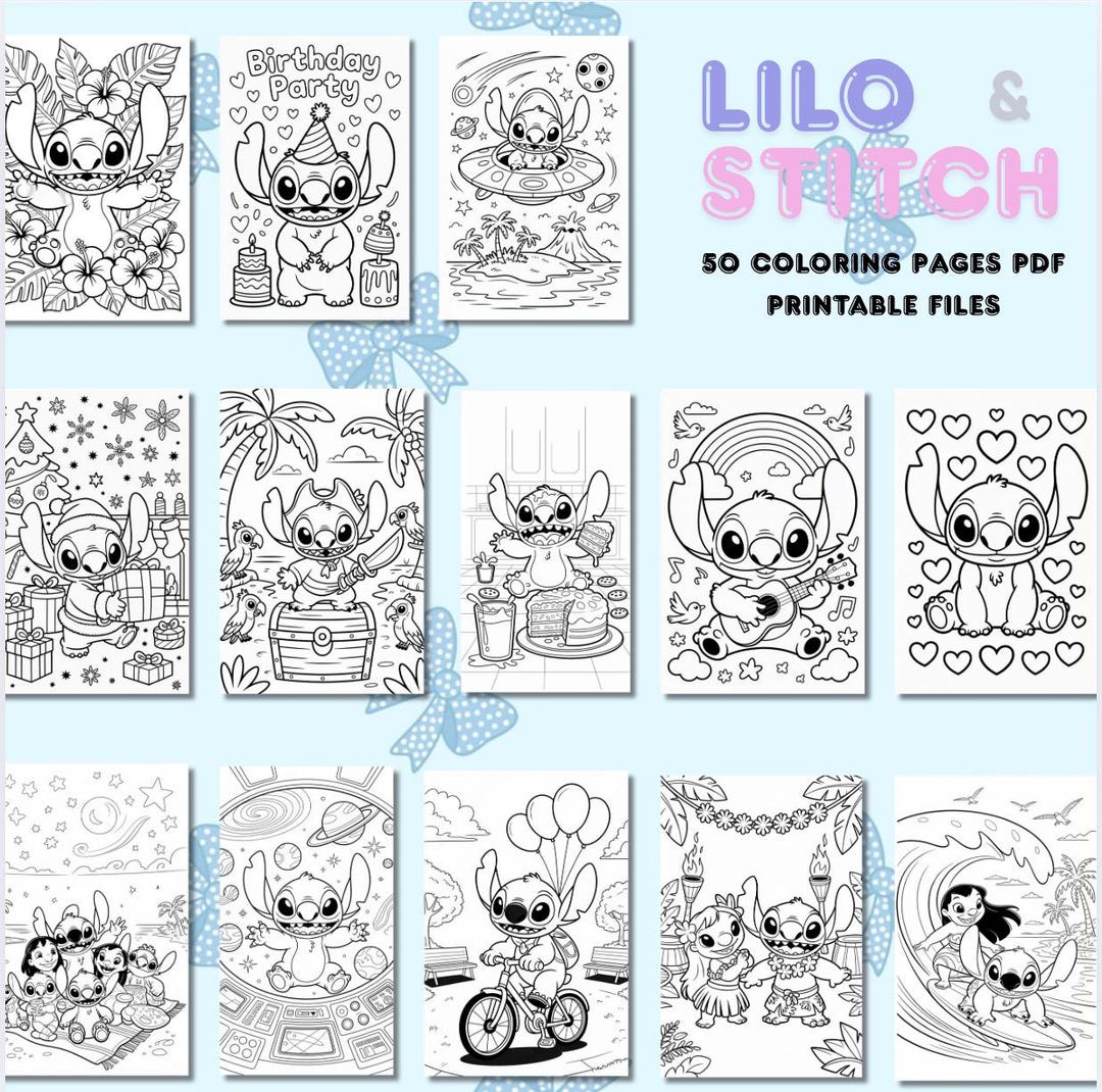 50 Lilo and Stitch Coloring Pages - Kids Activities - Printable Digital ...