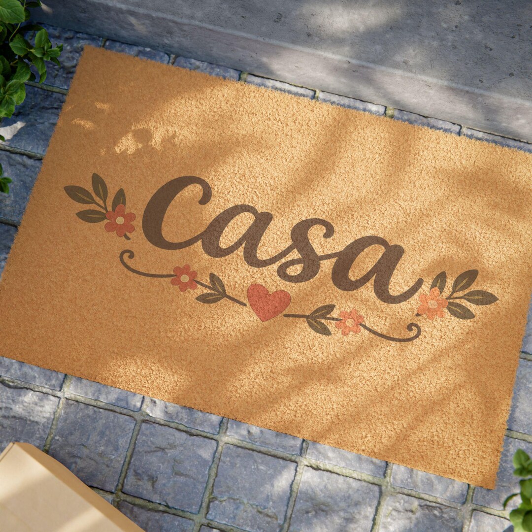 Casa Doormat, Cute Minimal Floral Welcome Mat, Modern Entryway Decor ...