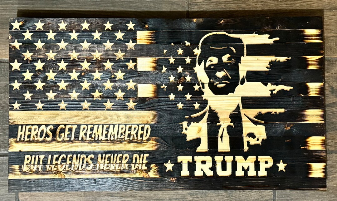 Handcrafted Wooden American Flag Wall Art Decor trump 2024 Patriotic ...
