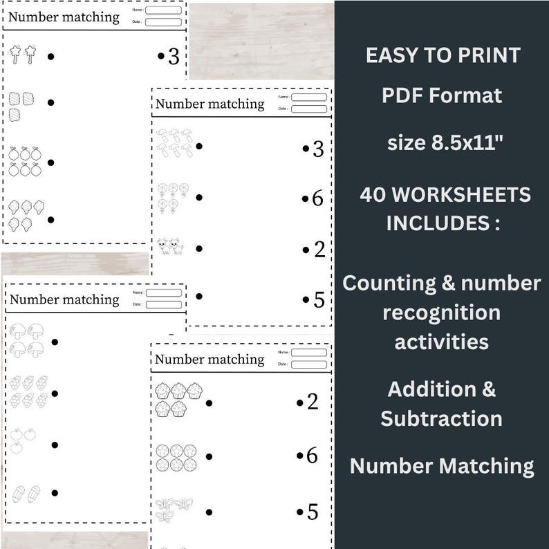 141 Printable Addition & Subtraction Worksheet Bundle | Matching ...