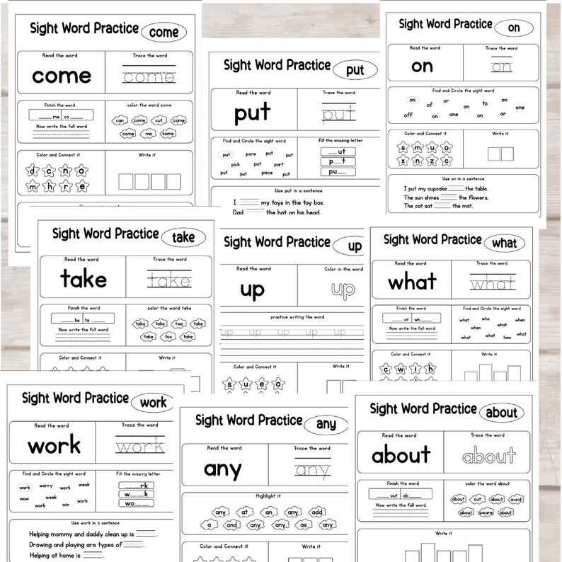 100 Printable Sight Words Worksheets | Preschool Activity Pages ...