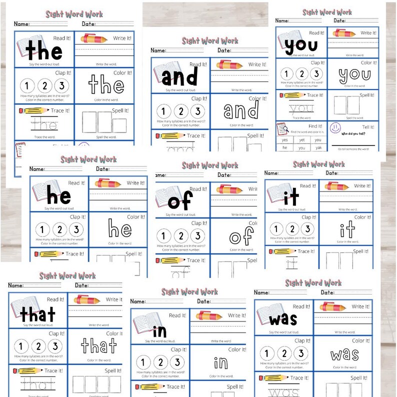 97 Printable Sight Words Worksheets | ABC Tracing | Preschool Activity ...