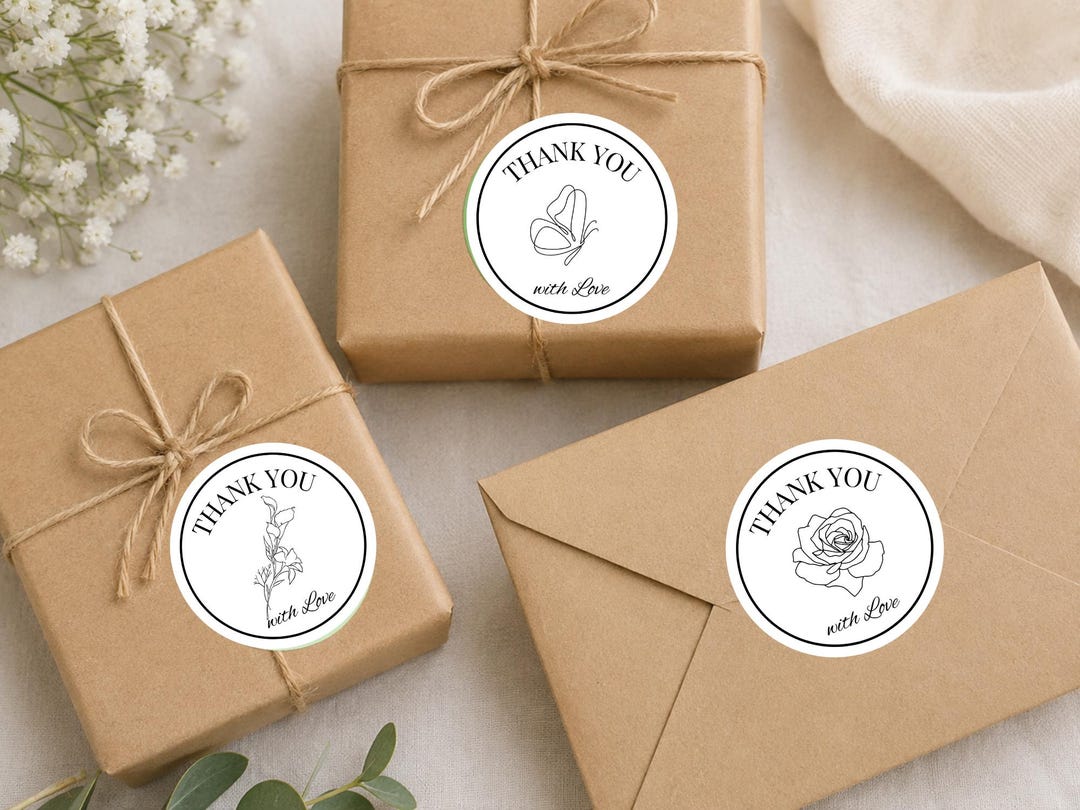 Vintage Floral Wedding Favor Sticker | Bridal Shower Thank You Sticker ...