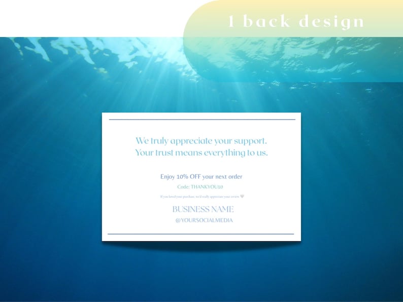Ocean Whale Thank You Card Template | Minimal Fish Business Packaging ...