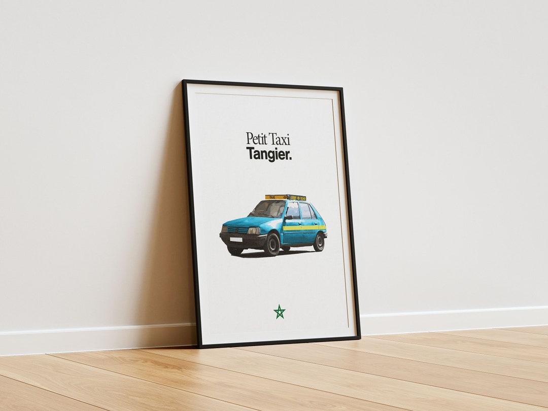 Moroccan Taxi Art Print Blue Petit Taxi Tangier Poster Digital Download ...