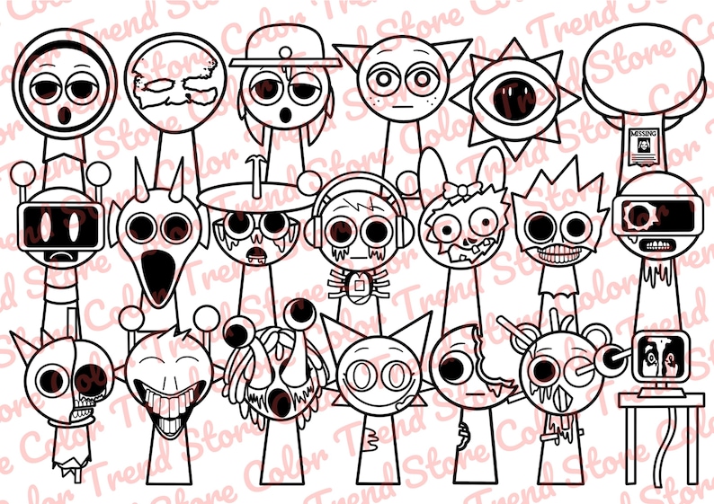 Sprunki Coloring Page 1 PNG and 1 PDF A4 Size / Digital Download - Etsy