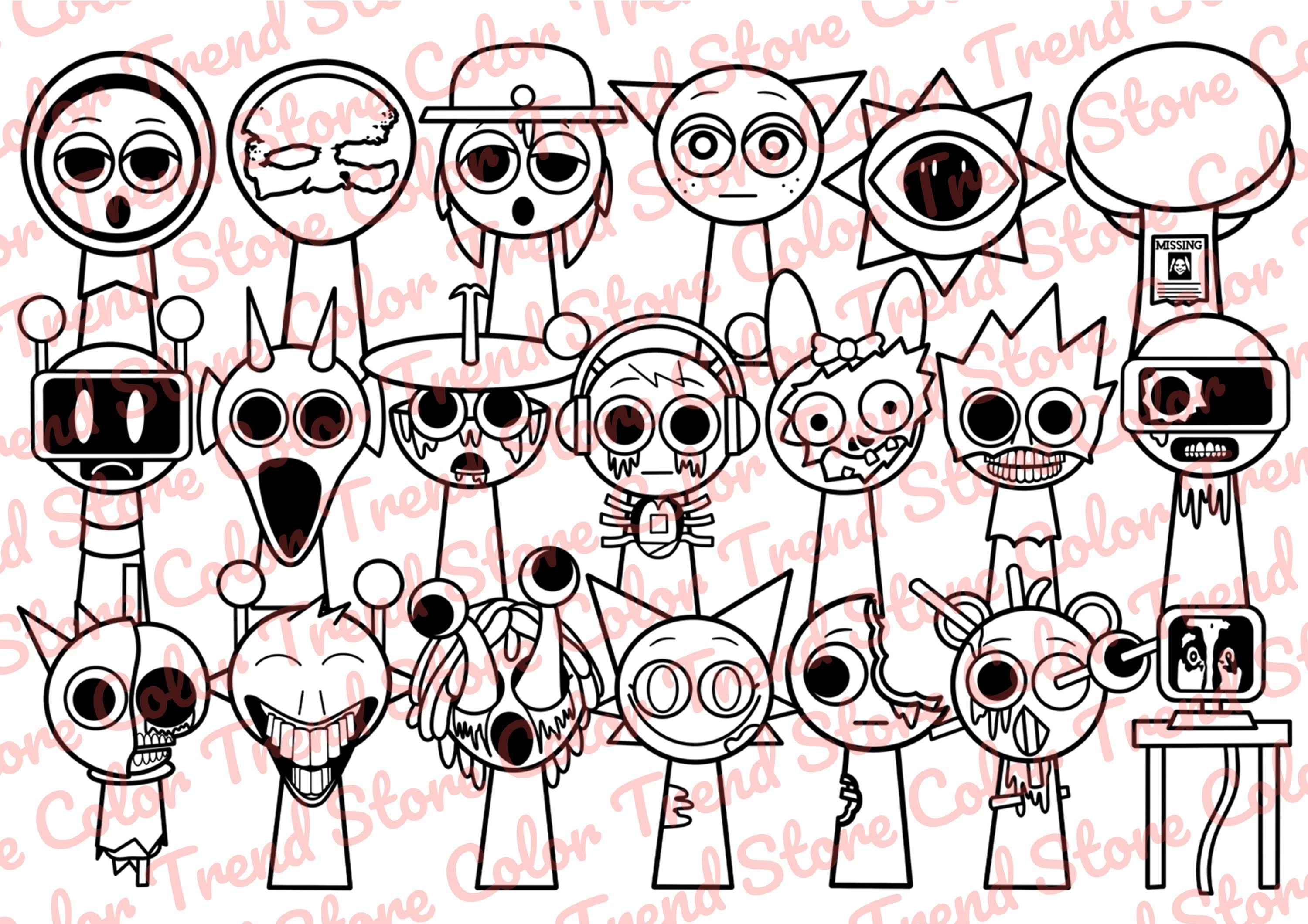Sprunki Coloring Page 1 PNG and 1 PDF A4 Size / Digital Download - Etsy