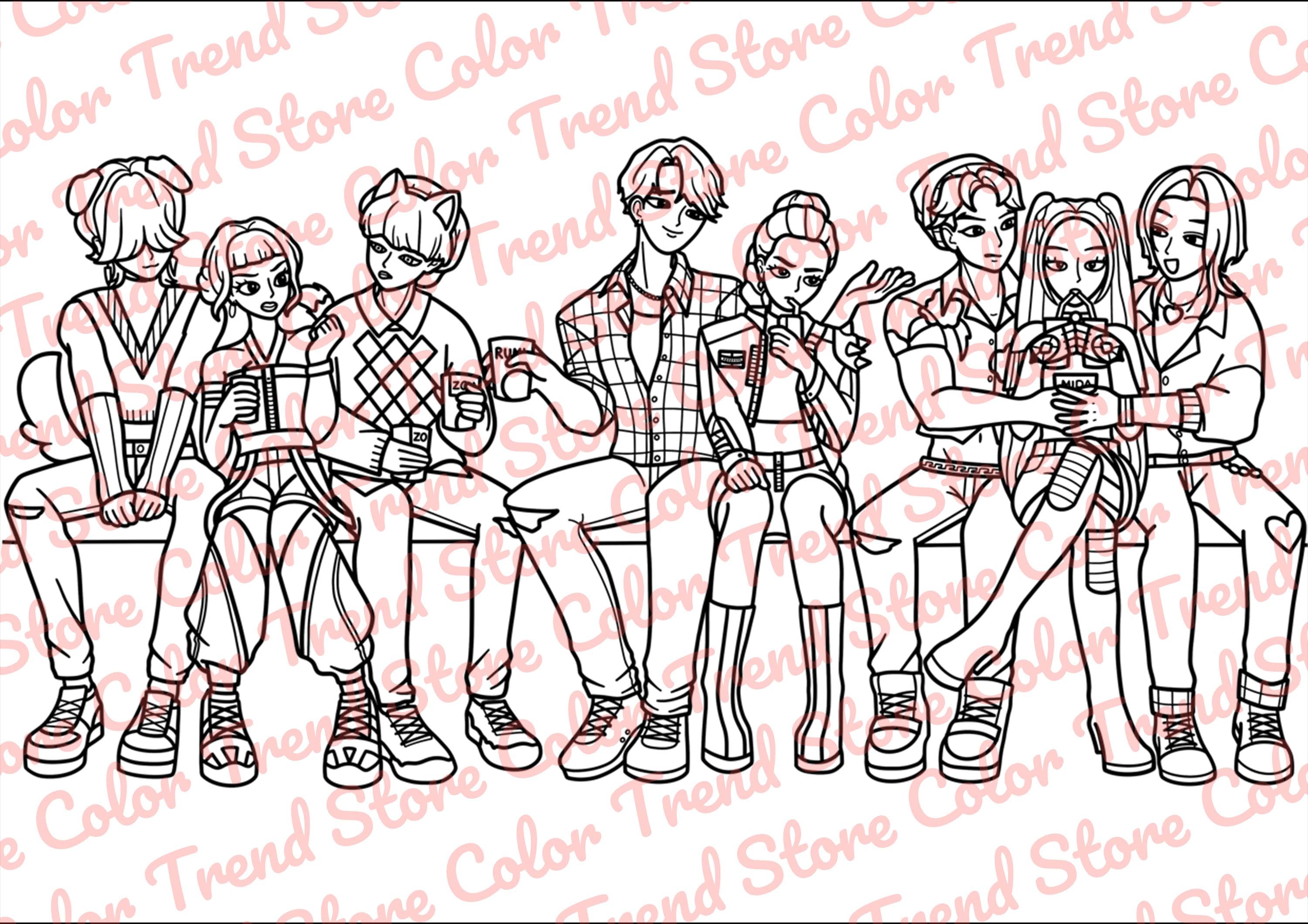 K-pop Coloring Page 1 PNG and 1 PDF A4 Size / Digital Download - Etsy