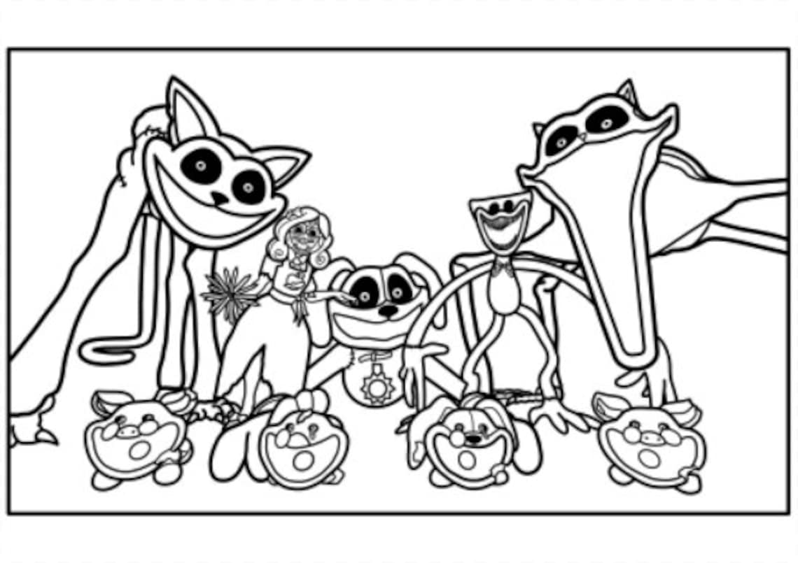 Poppy Playtime 3 Coloring Page PNG and PDF A4 Size for Personal Use ...