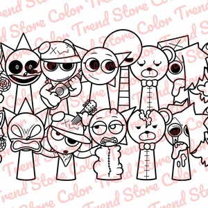 New Sprunki Retake Phase 1 Vs 2 Coloring Page 1 PNG and 1 PDF A4 Size ...