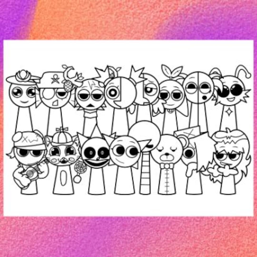 Sprunki OC Vs Sprunki Retake Coloring Page 1 PNG and 1 PDF A4 Size ...