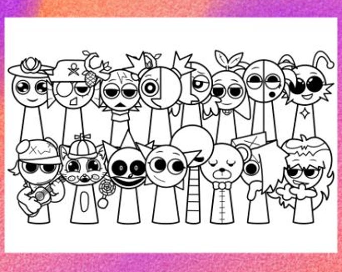 Sprunki Pyramixed Phase 1 Vs Phase 2 Coloring Page 1 PNG and 1 PDF A4 ...