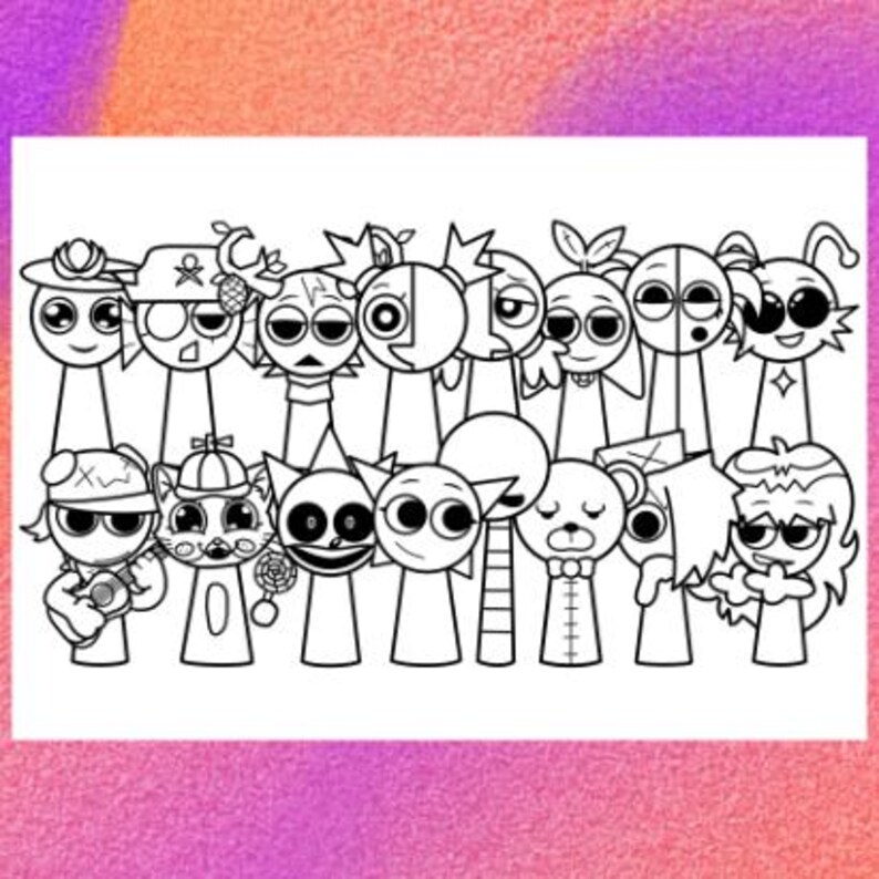 Sprunki OC vs Sprunki Retake ぬりえページ 1 PNG および 1 PDF A4 サイズ 個人使用のみ - Etsy 日本