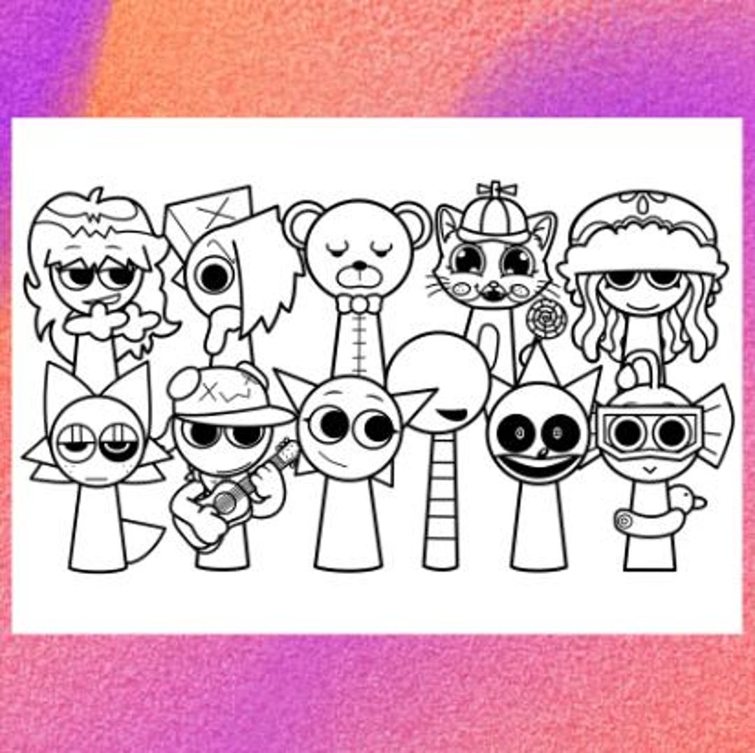 Sprunki Retake Coloring Page 1 PNG and 1 PDF A4 Size for Personal Use ...