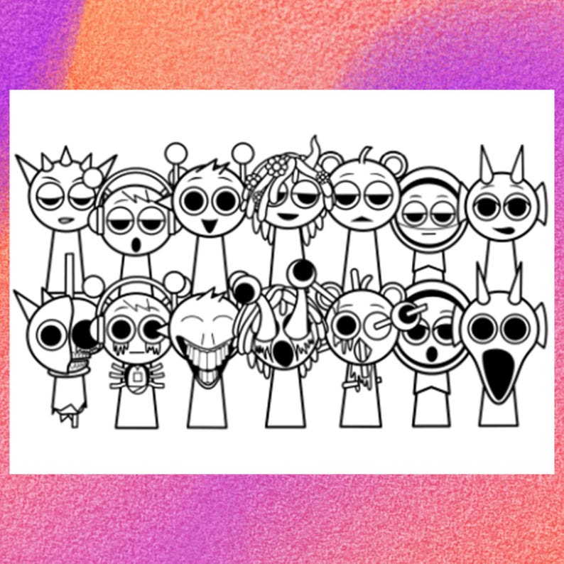 Sprunky Coloring Page 1 PNG and 1 PDF A4 Size for Personal Use Only - Etsy