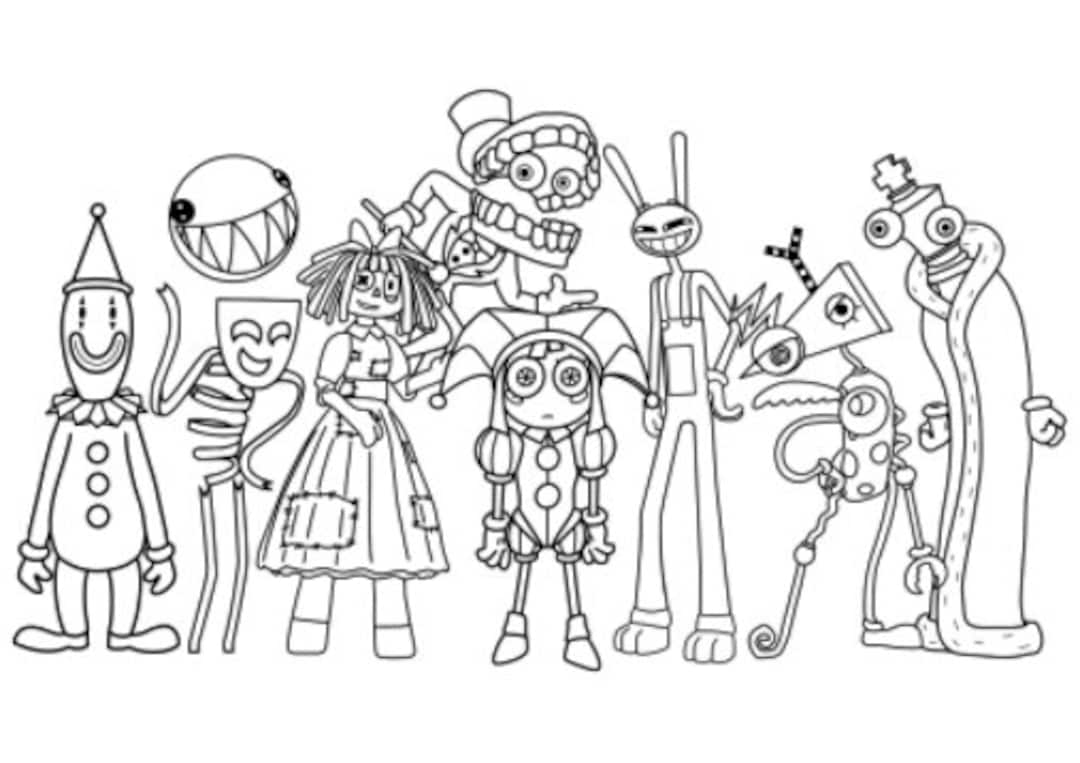 The Amazing Digital Circus Coloring Page 1 PNG and 1 PDF A4 Size for ...
