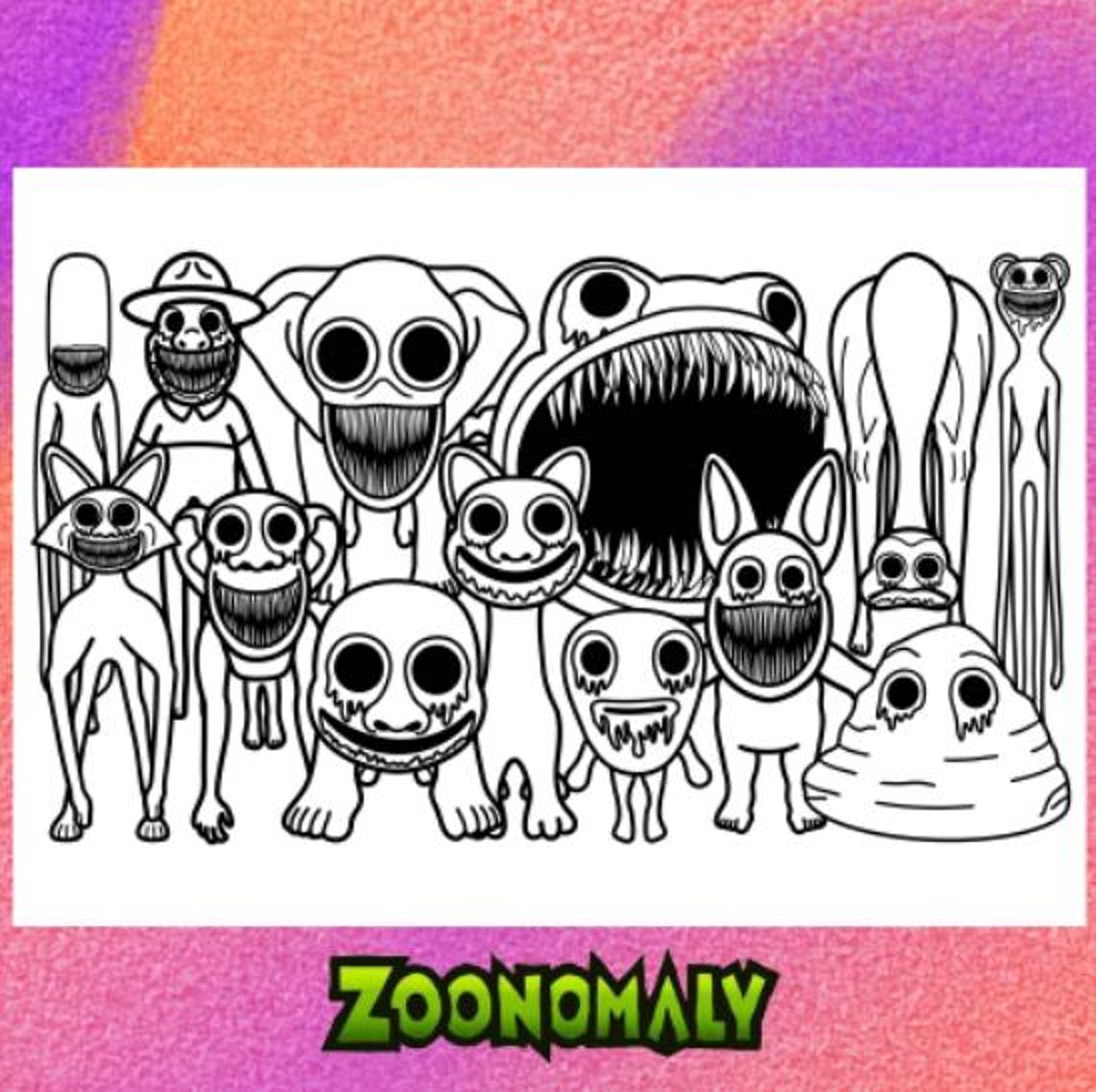 ZOONOMALY Coloring Page 1 PNG and 1 PDF A4 Size. the Background is Not ...