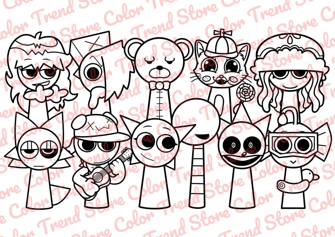 Sprunki Retake Coloring Page 1 PNG and 1 PDF A4 Size for Personal Use ...