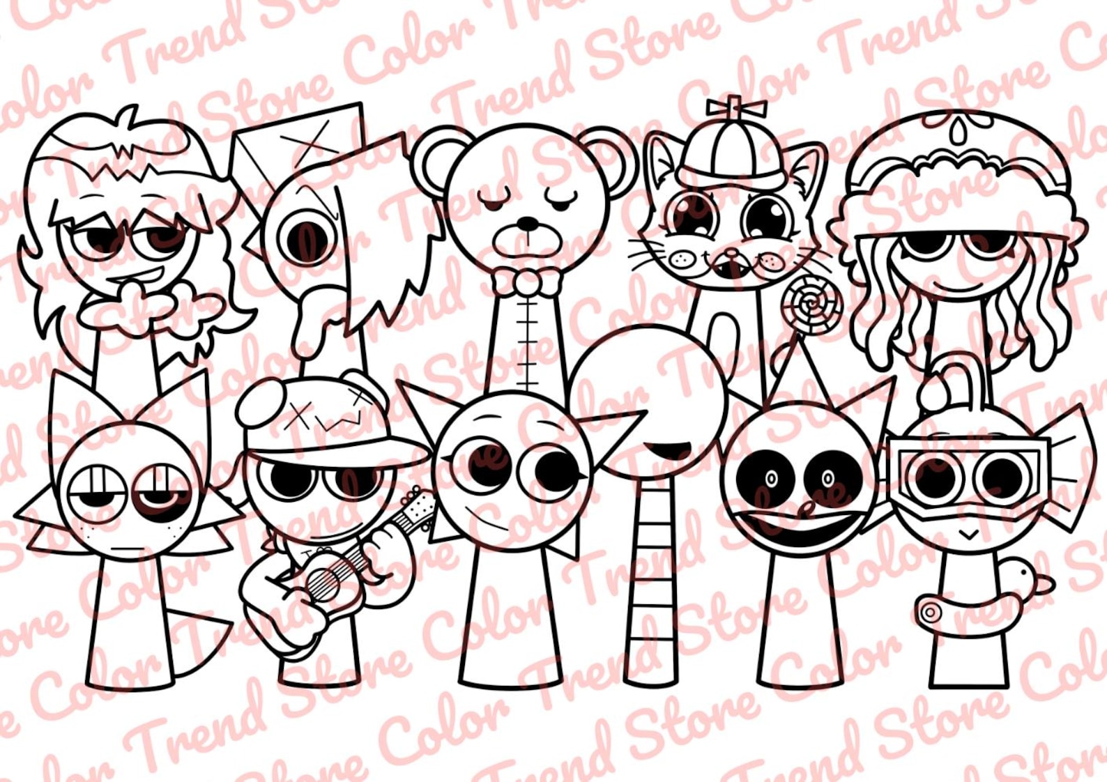 Sprunki Retake Coloring Page 1 PNG and 1 PDF A4 Size for Personal Use ...