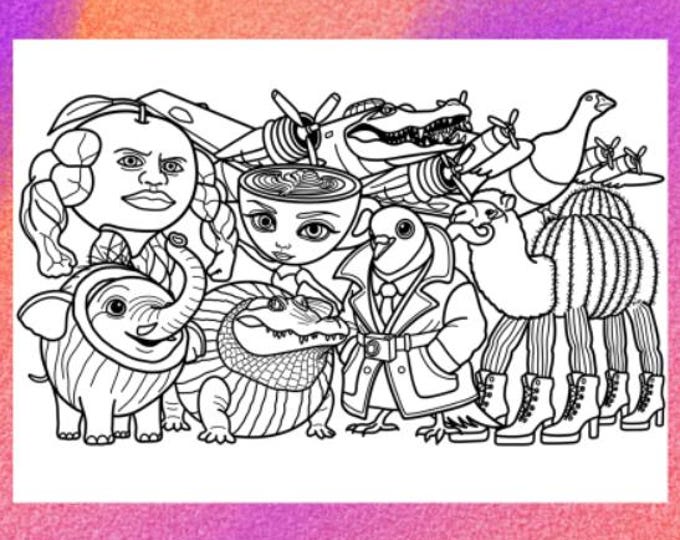 Italian Brainrot Animals Coloring Page 1 PNG and 1 PDF A4 Size ...