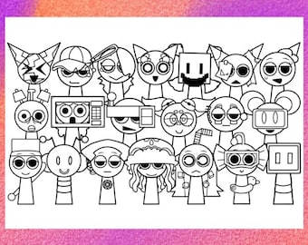 Sprunki Pyramixed Phase 1 Vs Phase 2 Coloring Page 1 PNG and 1 PDF A4 ...